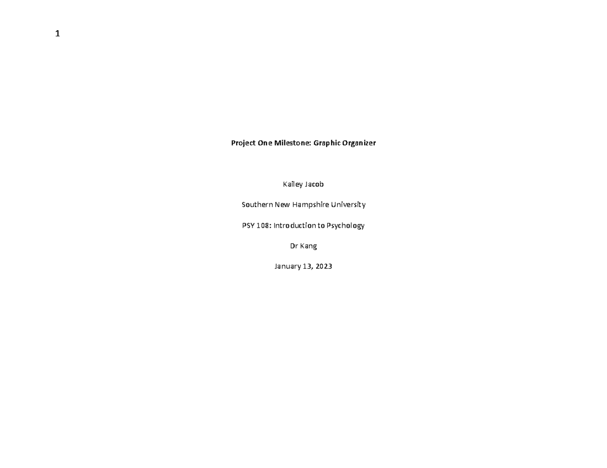 PSY108 Project One Milestone - Project One Milestone: Graphic Organizer ...