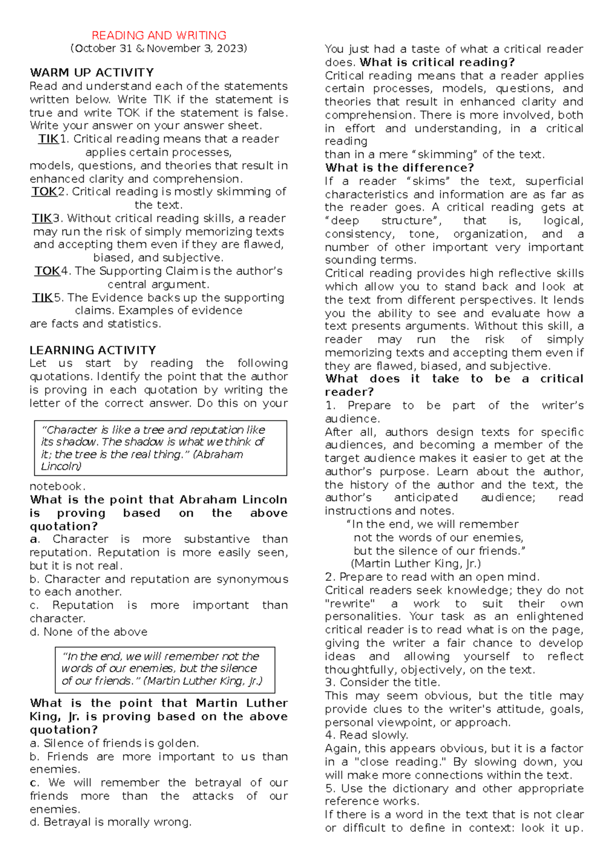 Critical-Reading-Handouts - READING AND WRITING (October 31 & November ...