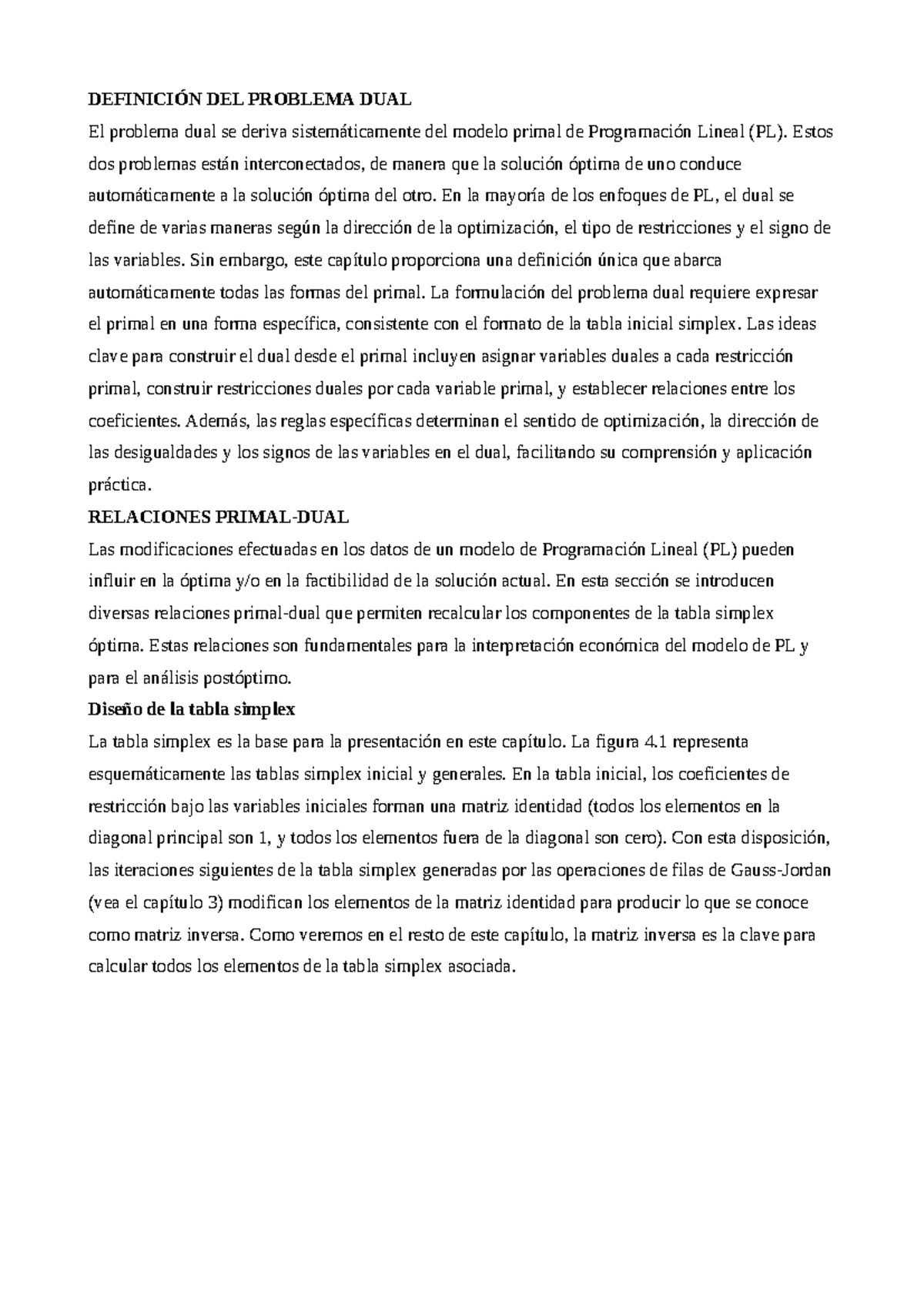 Resumen del problema dual - DEFINICIÓN DEL PROBLEMA DUAL El problema dual se deriva ...