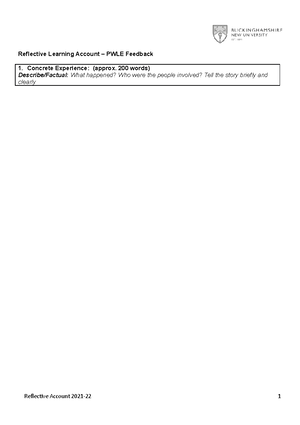 Do form 1 - direct observation form reflective essay - SECTION 1 ...