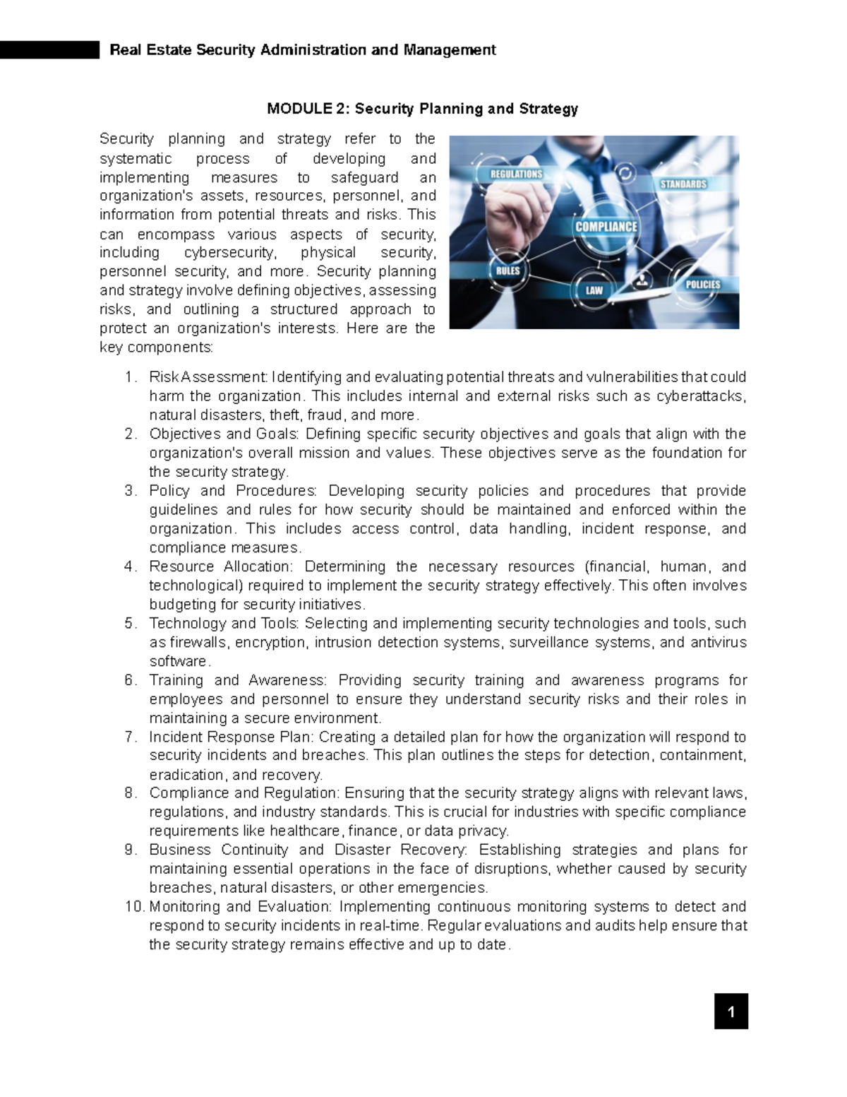 Module 2- Security Planning and Strategy - MODULE 2 : Security Planning ...