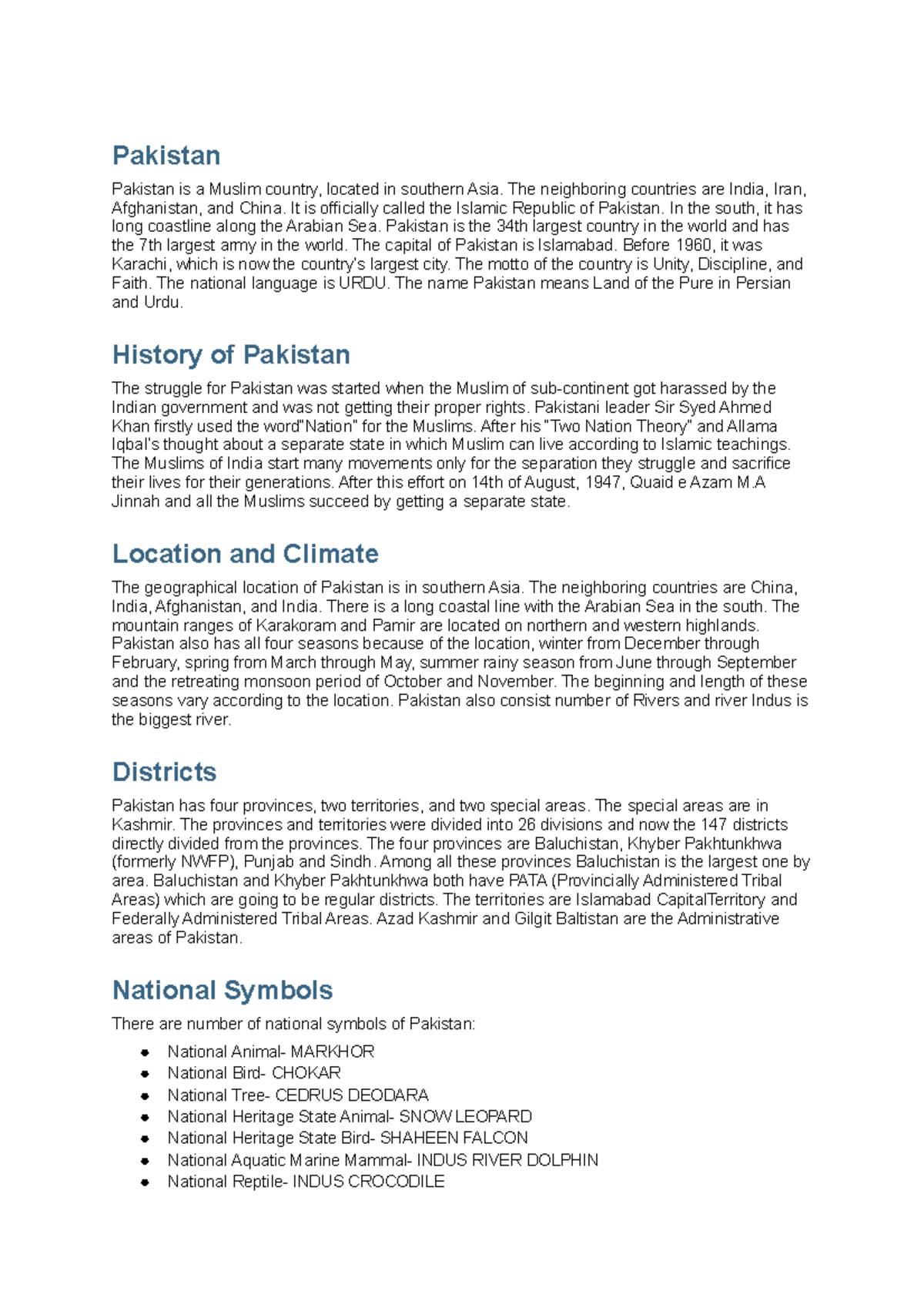 Essay on Pakistan - HELP FULL - Pakistan Pakistan is a Muslim country ...