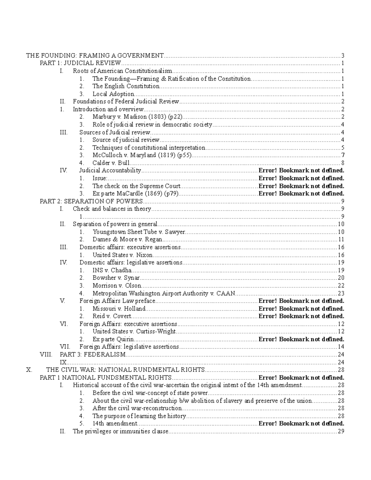Constitutional Law Outline - 1 - PART 1: JUDICIAL - Studocu