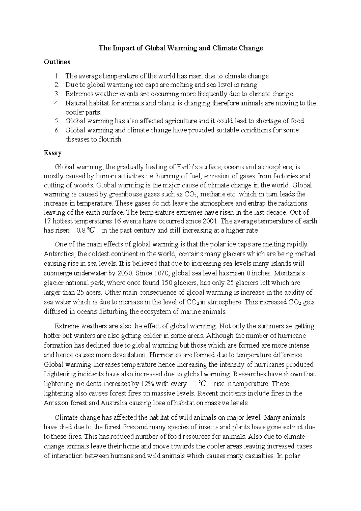 The Effect of Global Warming and Climate Change - The Impact of Global ...