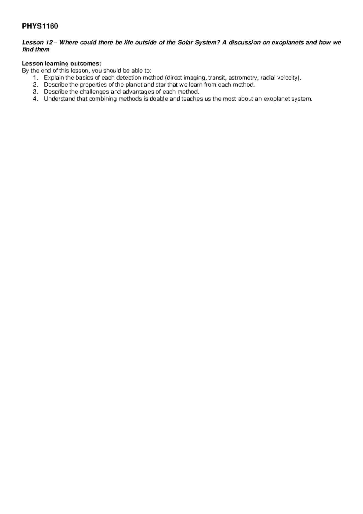 Lesson 12 Where could there be life outside of the Solar System A ...