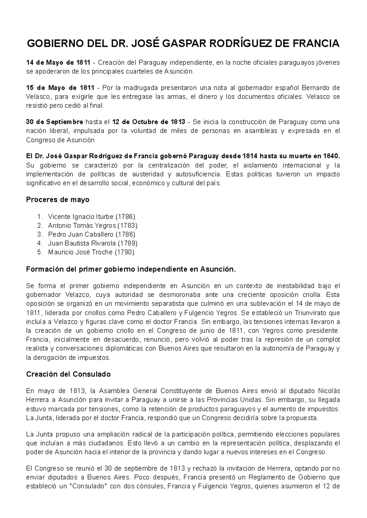 Gobierno DEL DR. JOSÉ Gaspar Rodríguez DE Francia - GOBIERNO DEL DR ...