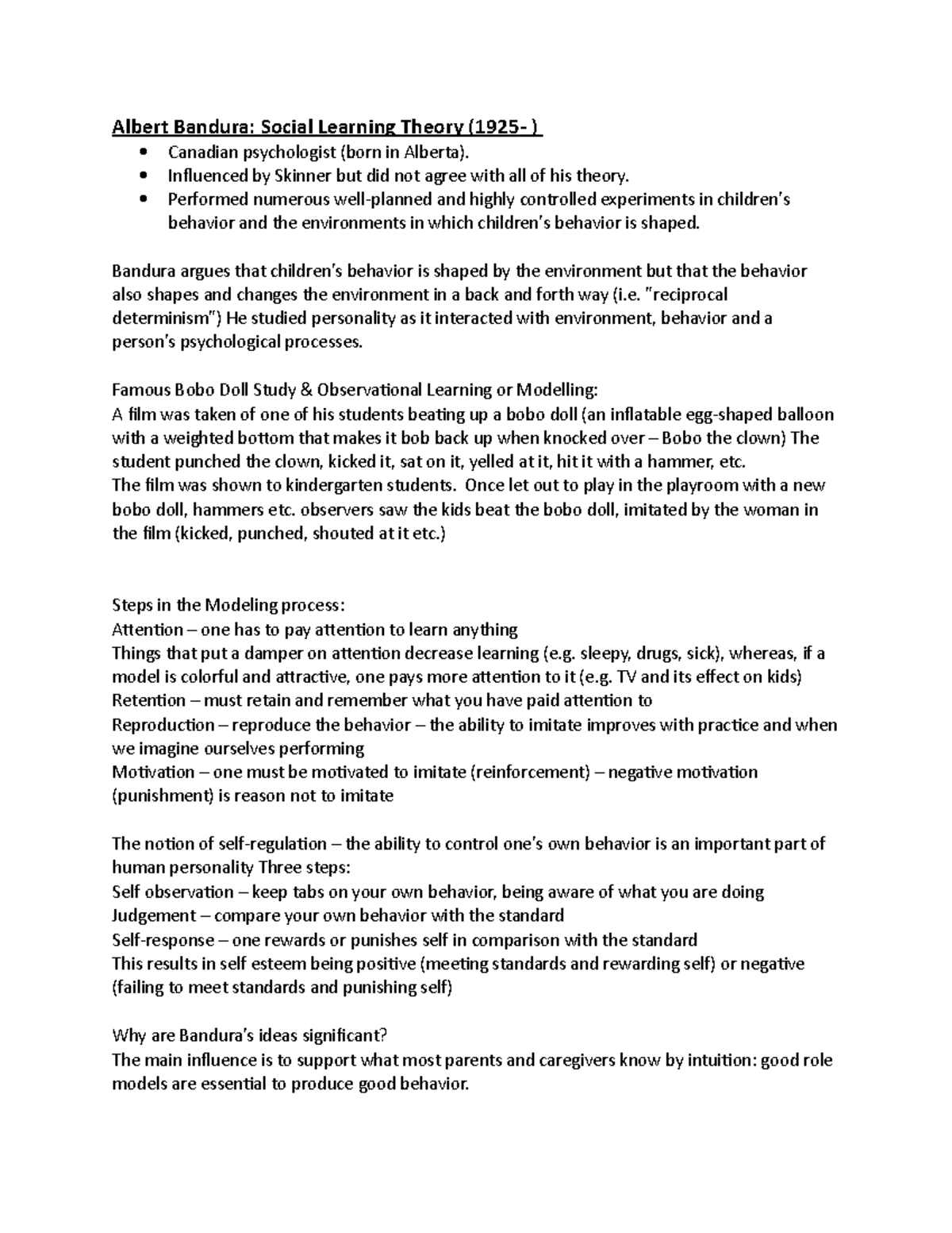 Albert Bandura Study Guide vChild Development CDE-118 - Albert Bandura ...