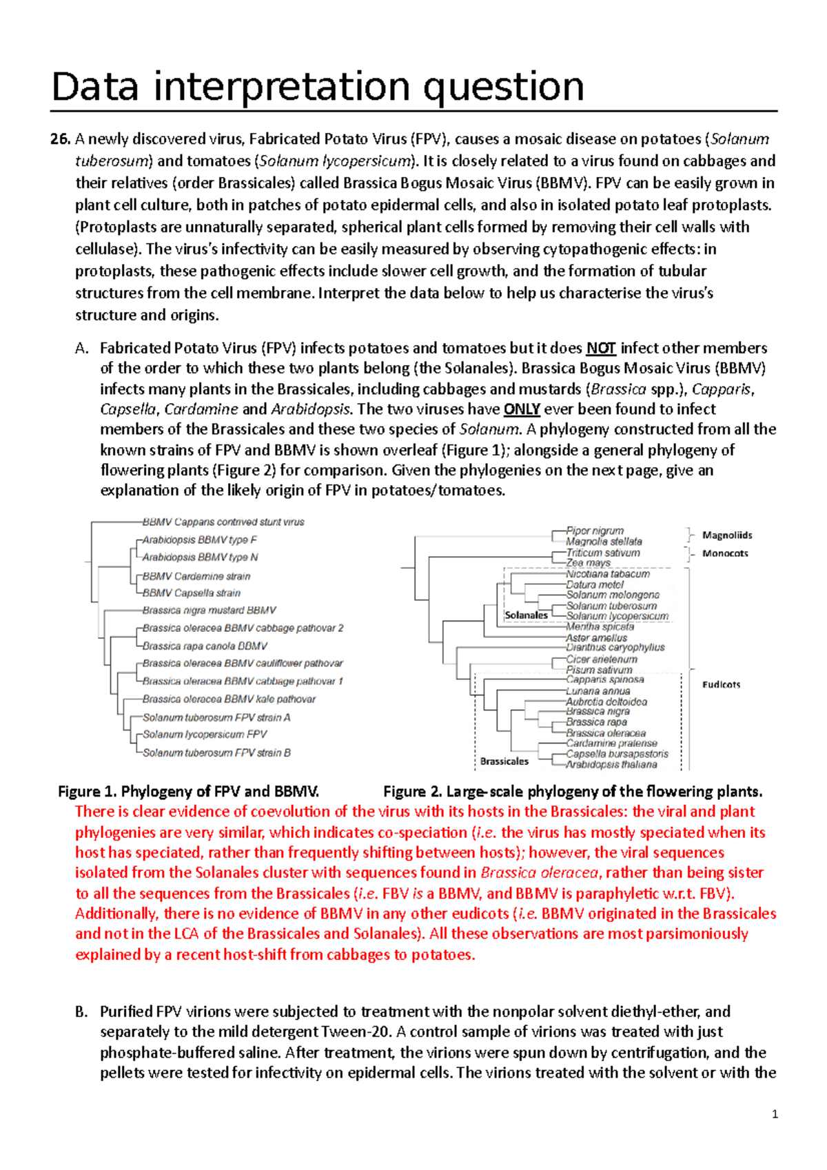 Data Interpretation Question On Virus Data Interpretation Question A Newly Discovered Virus