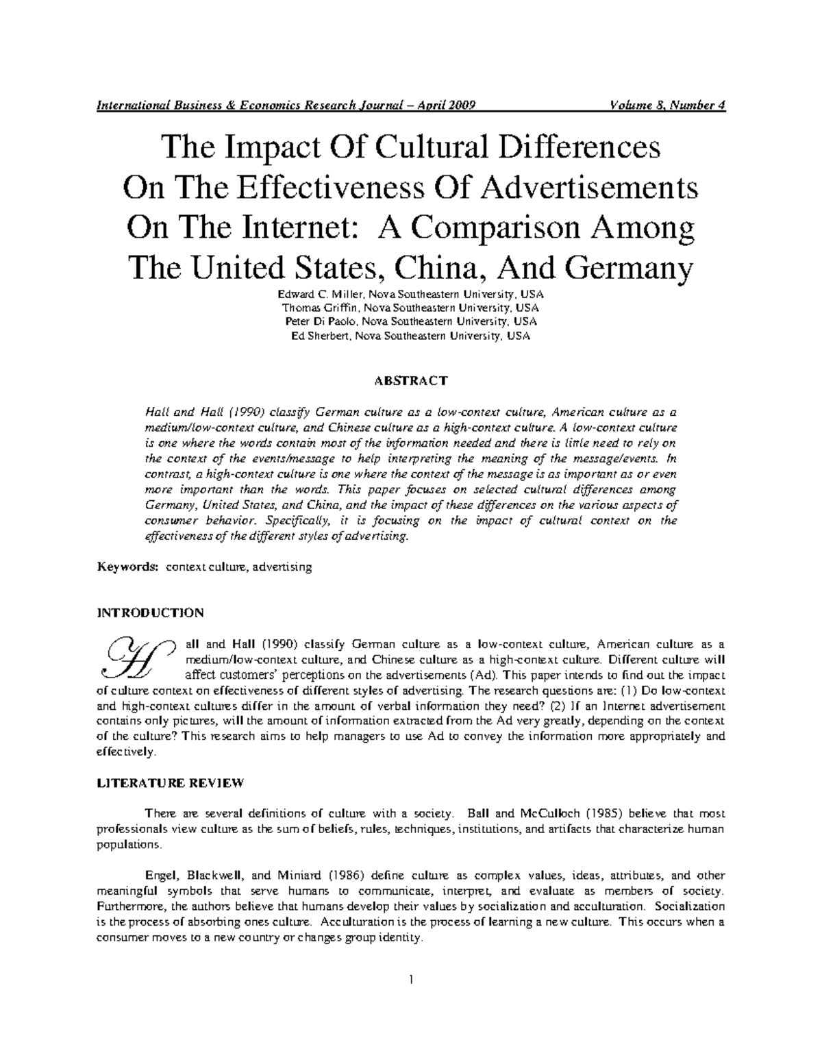 The Impact Of Cultural Differences On The Effectiv - Miller, Nova ...
