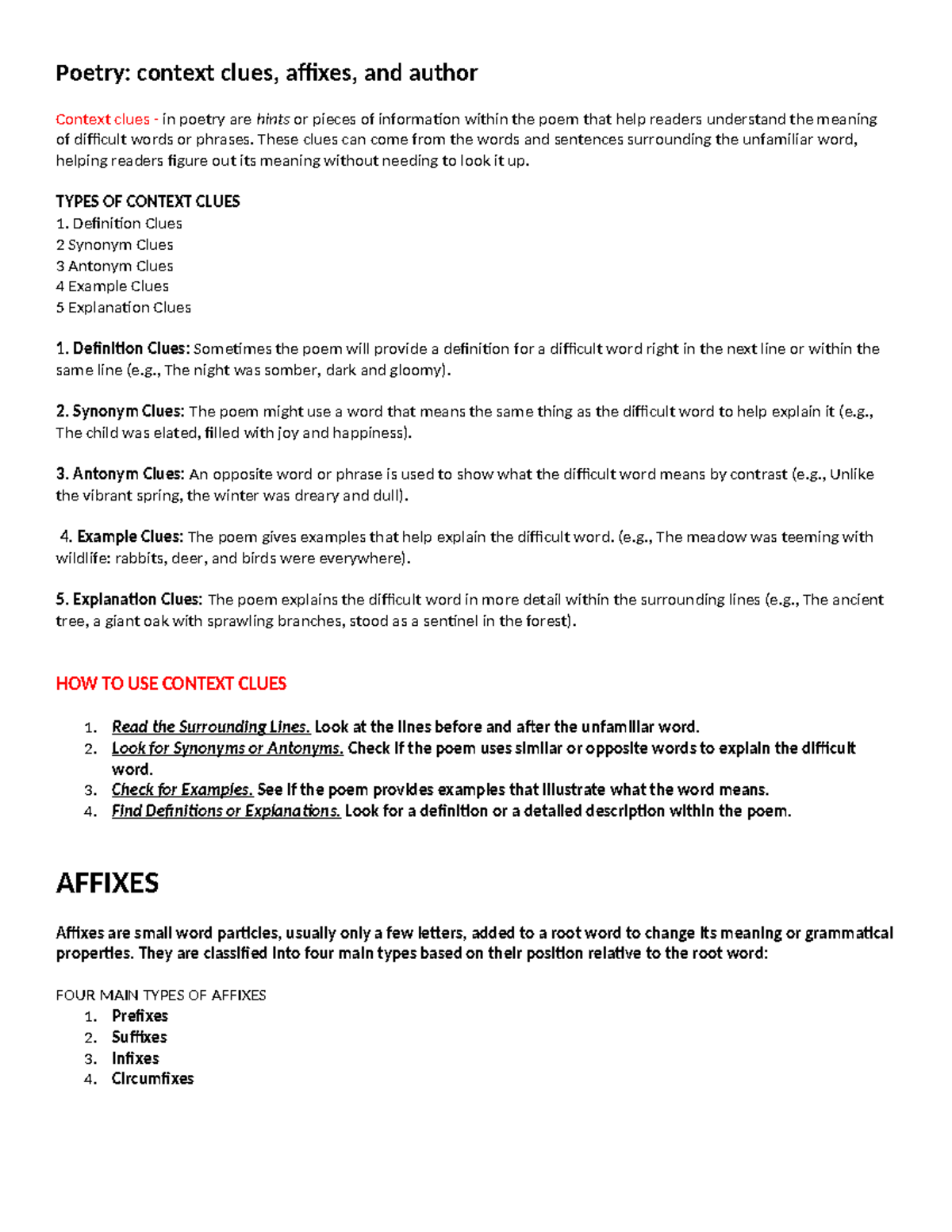 Quarter 1 Week 3 FOR Notebook - Poetry: context clues, affixes, and ...
