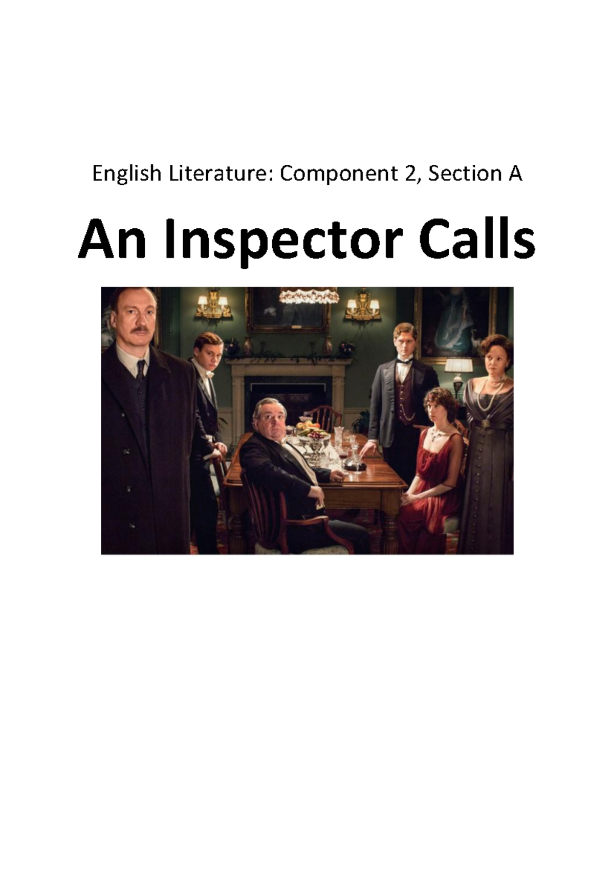 AQA GCSE English Literature- An Inspector Calls essays - English Literature: Component 2 ...