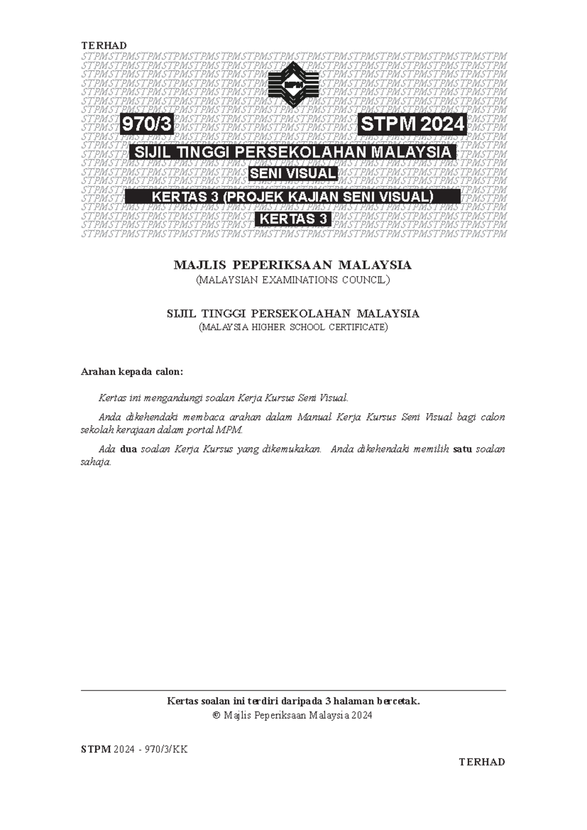 Soalan 9703 2024 unlocked - TERHAD STPM 2024 - 970/3/KK Kertas soalan ini terdiri daripada 3 ...