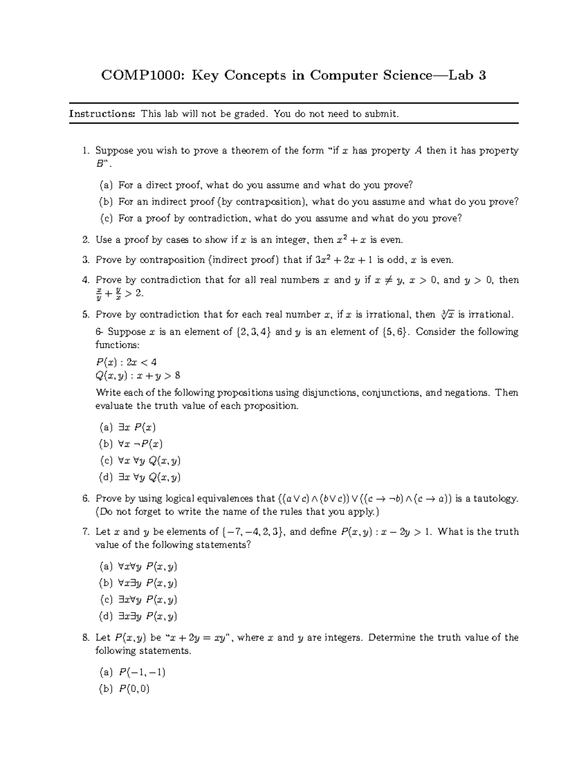 COMP 1000-Lab 3 - Practice Labs for exam - COMP1000: Key Concepts in Computer Science—Lab 3 ...