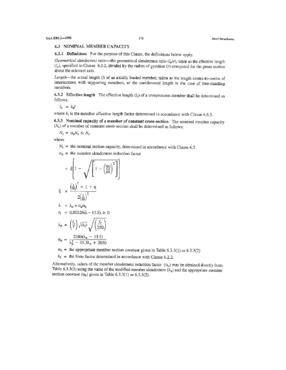Table 6.3.3(1)(2)(3) (Nominal member capacity of a column) - ENG315 ...