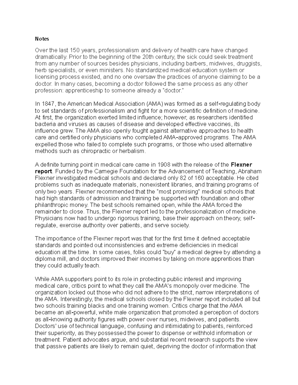 Document 60 - social - Notes Over the last 150 years, professionalism ...