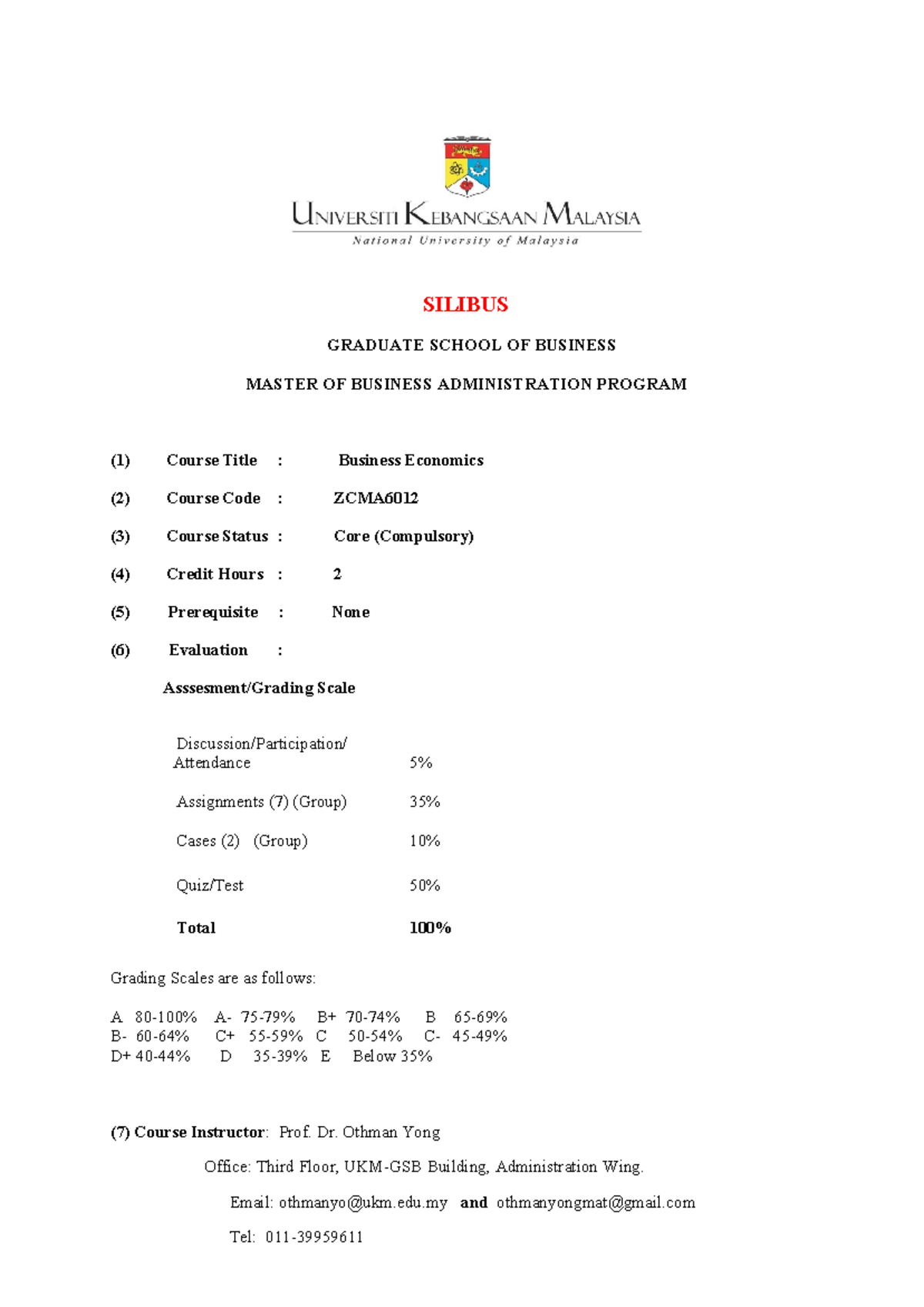 Silibus(Fail Kursus)126 Zcmac 6012Bus Econ Set 1Sem2Sesi20202021 Bangi ...