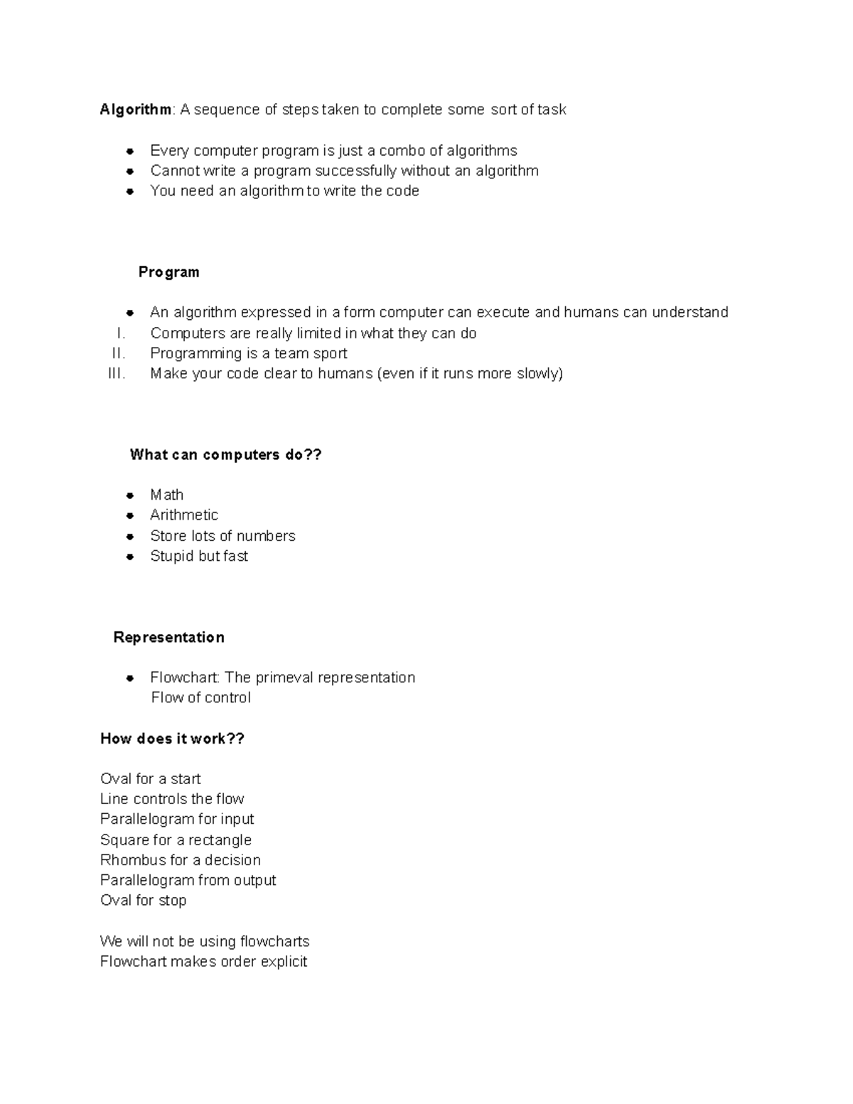 COSC L2 - Lecture notes 2 - Algorithm : A sequence of steps taken to ...