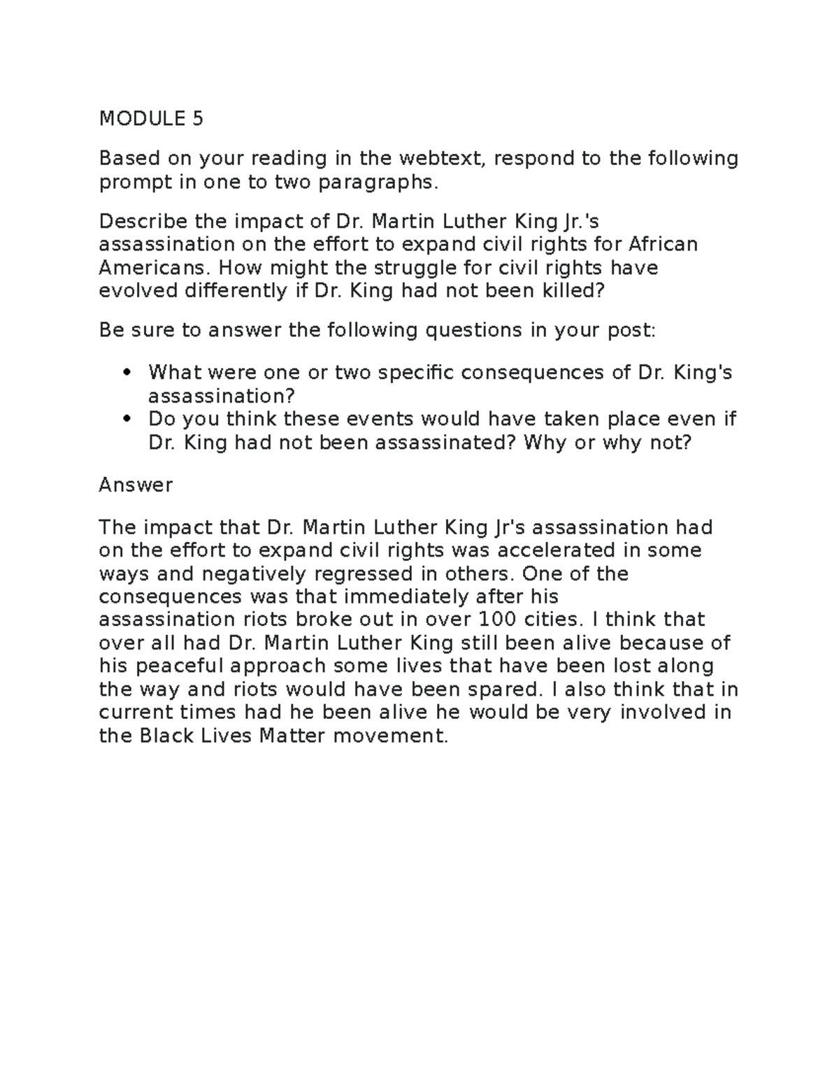 Module 5 Discussion - MODULE 5 Based on your reading in the webtext ...