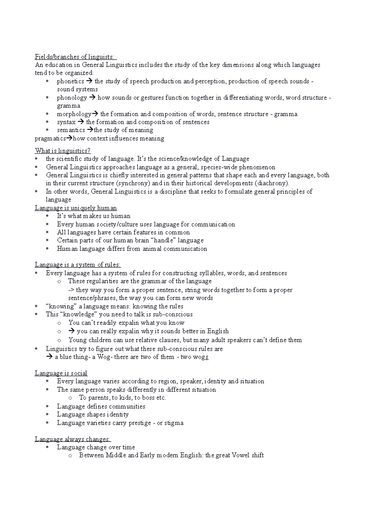 General linguistics notes - Fields/branches of linguists: An education ...