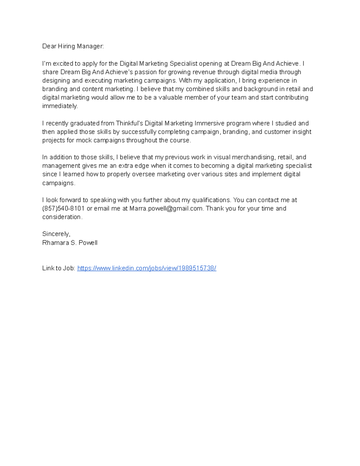 Cover Letter Template - Dear Hiring Manager: I’m excited to apply for ...