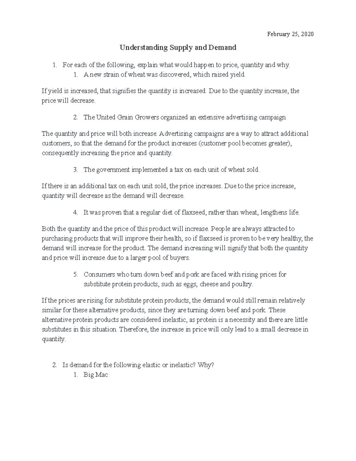Understanding Supply and Demand - February 25, 2020 Understanding ...