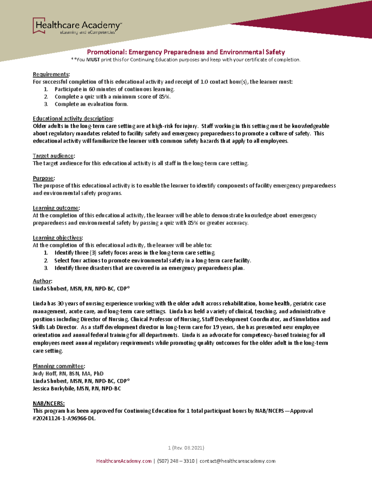 Final Promotional Emergency Preparedness and Environmental Safety - 1 ...