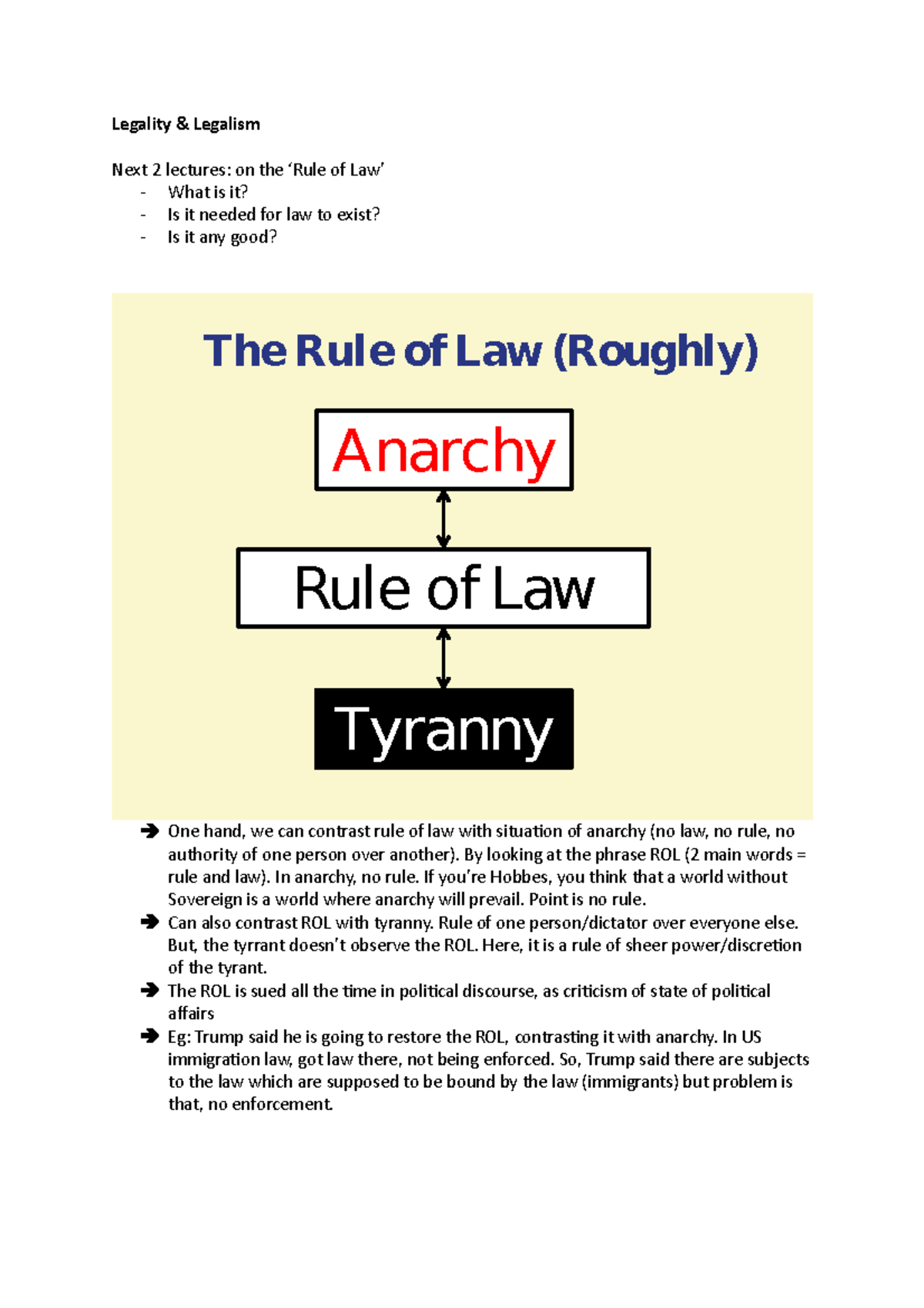 ROL Lecture Combined - Legality & Legalism Next 2 lectures: on the ...