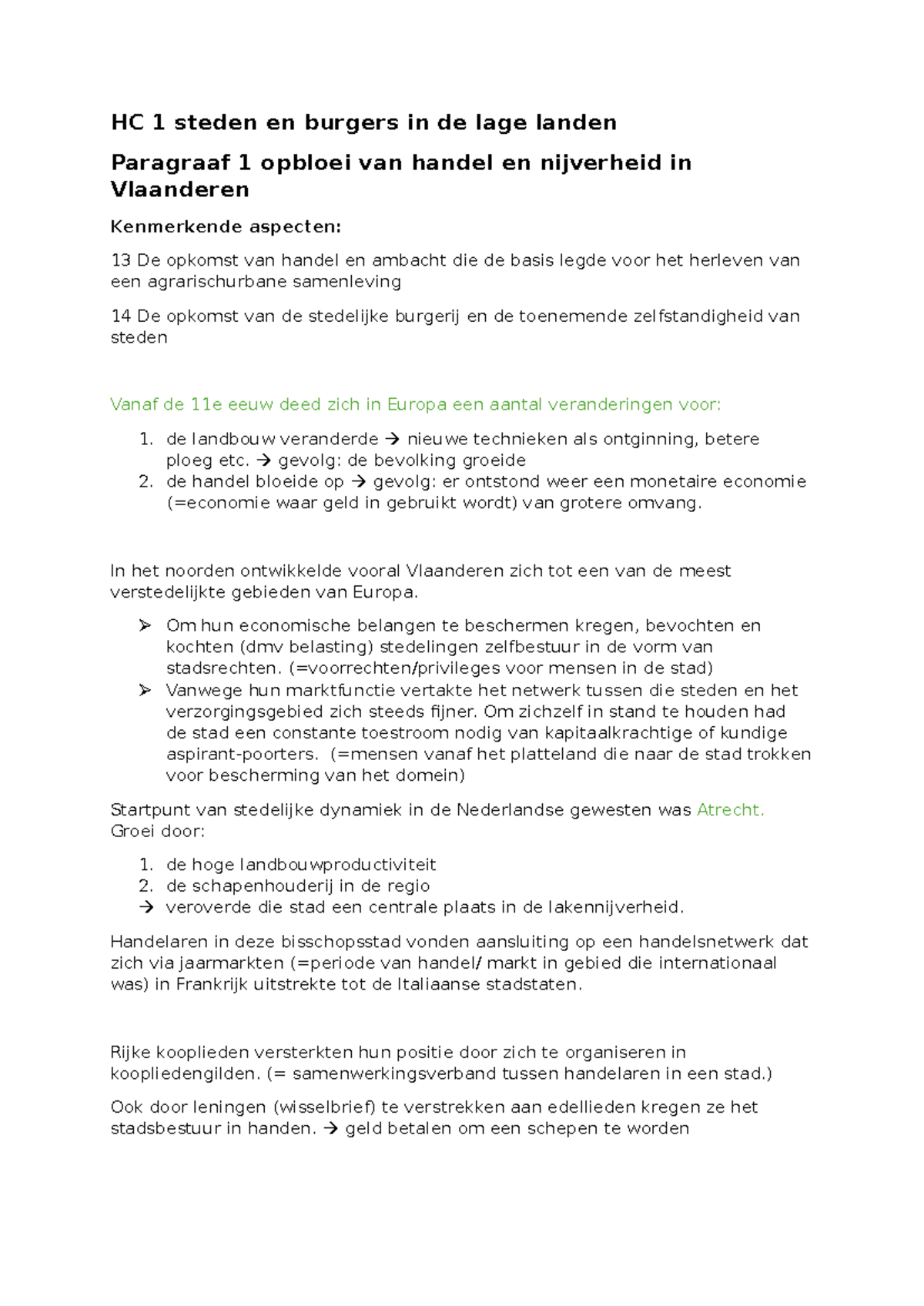 HC 1 steden en burgers in de lage landen - de landbouw veranderde nieuwe technieken als ...