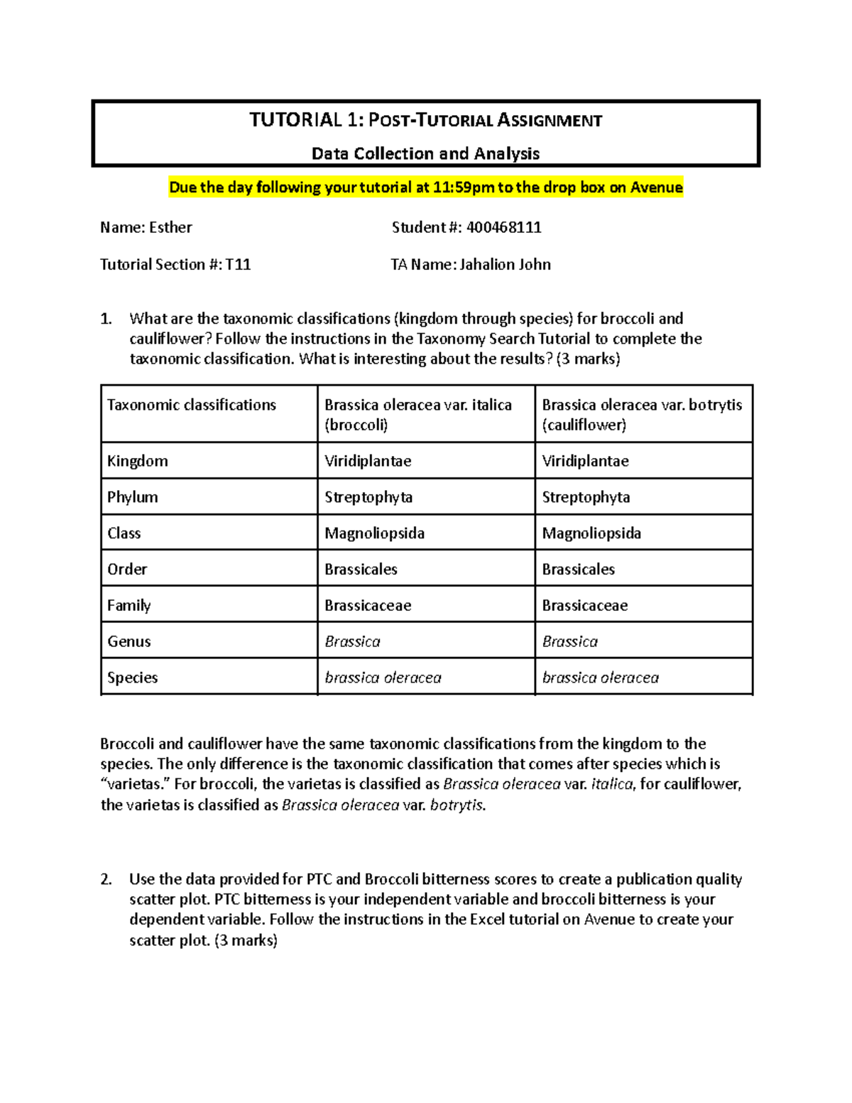 Tutorial 1 Data Collection And Analysis Assignment F22 Tutorial 1 Post Tutorialassignment