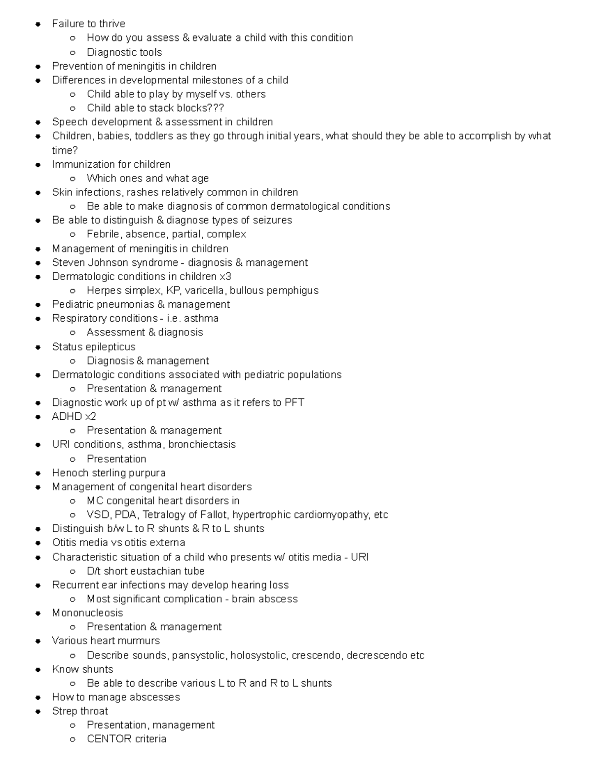 Pediatrics Midterm Review Failure To Thrive How Do You Assess