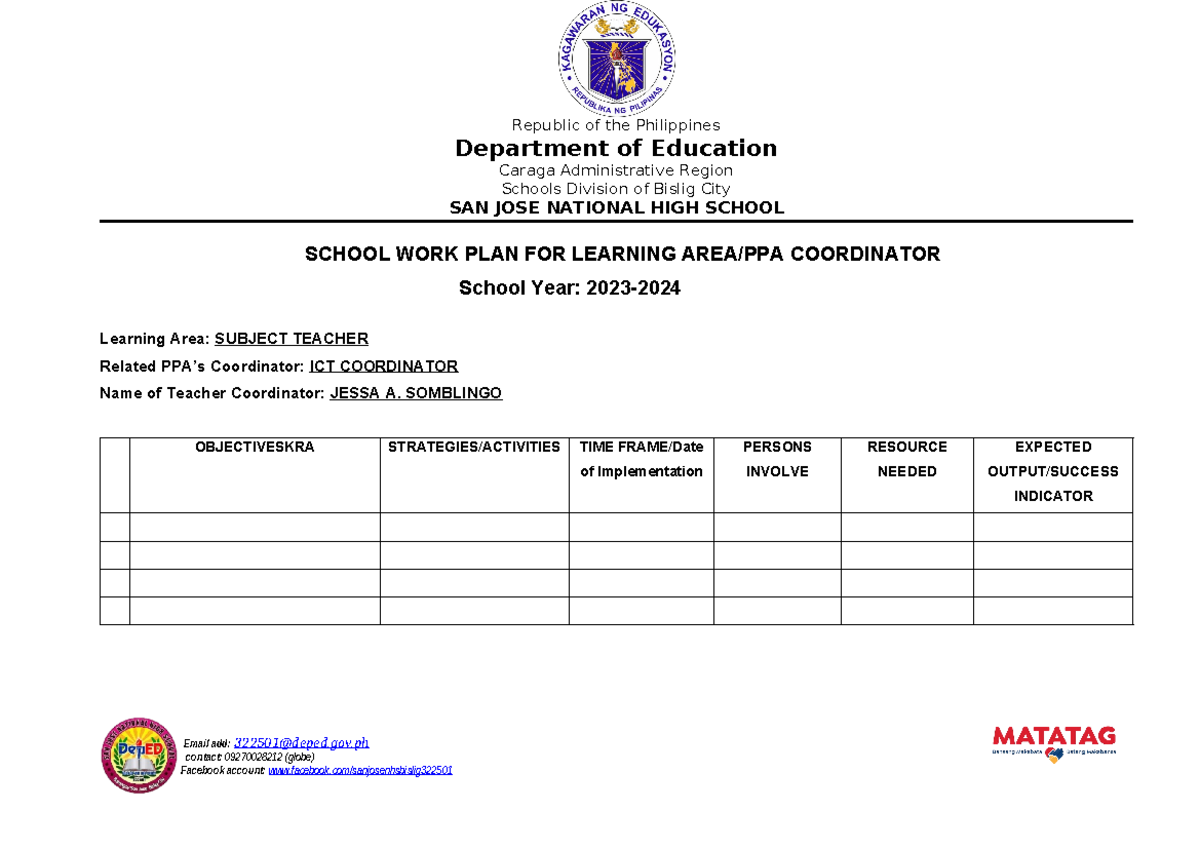 ICT Workplan 2023-2024 - Republic of the Philippines Department of ...