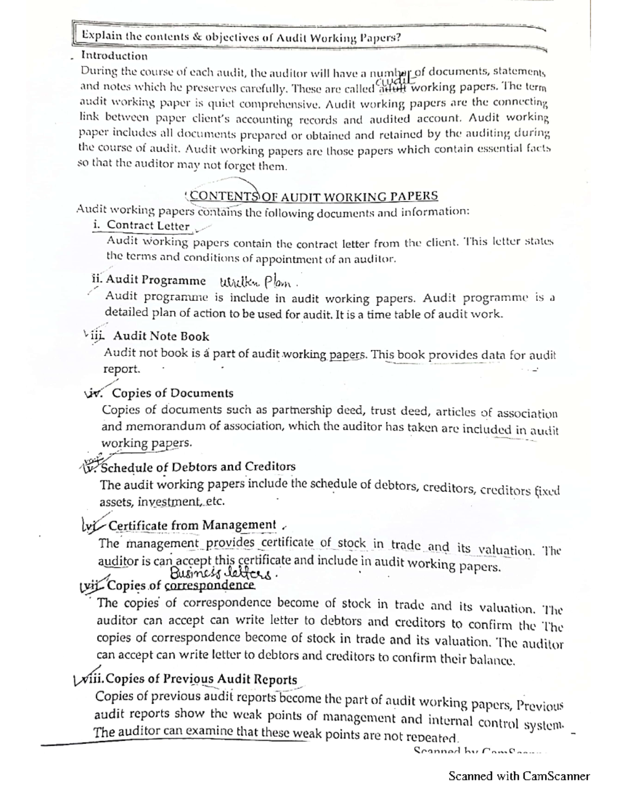 Audit Working Papers - its Contents & Objectives - Auditing - Scanned ...