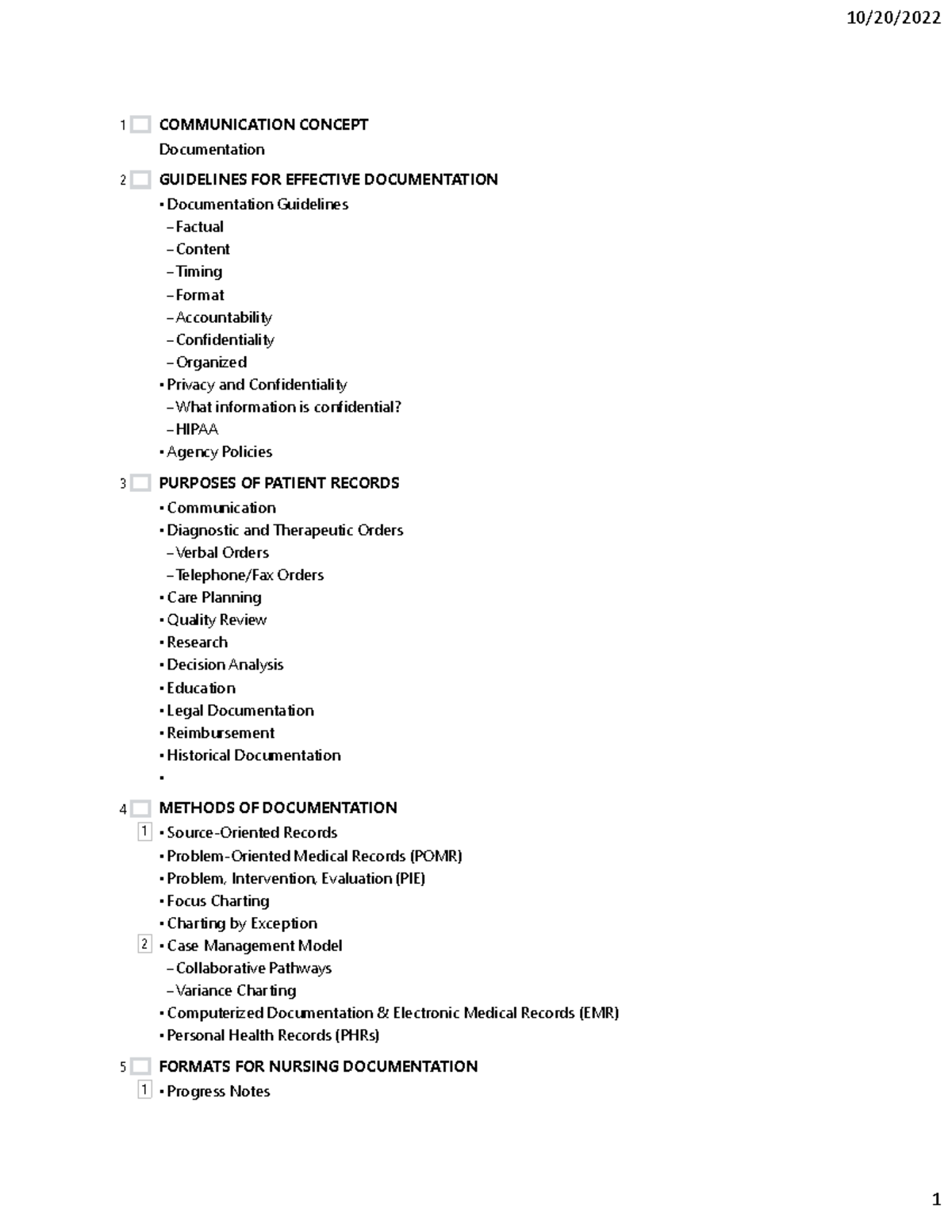 Communication Documentation PPT Outline - 10/20/ 1 COMMUNICATION ...
