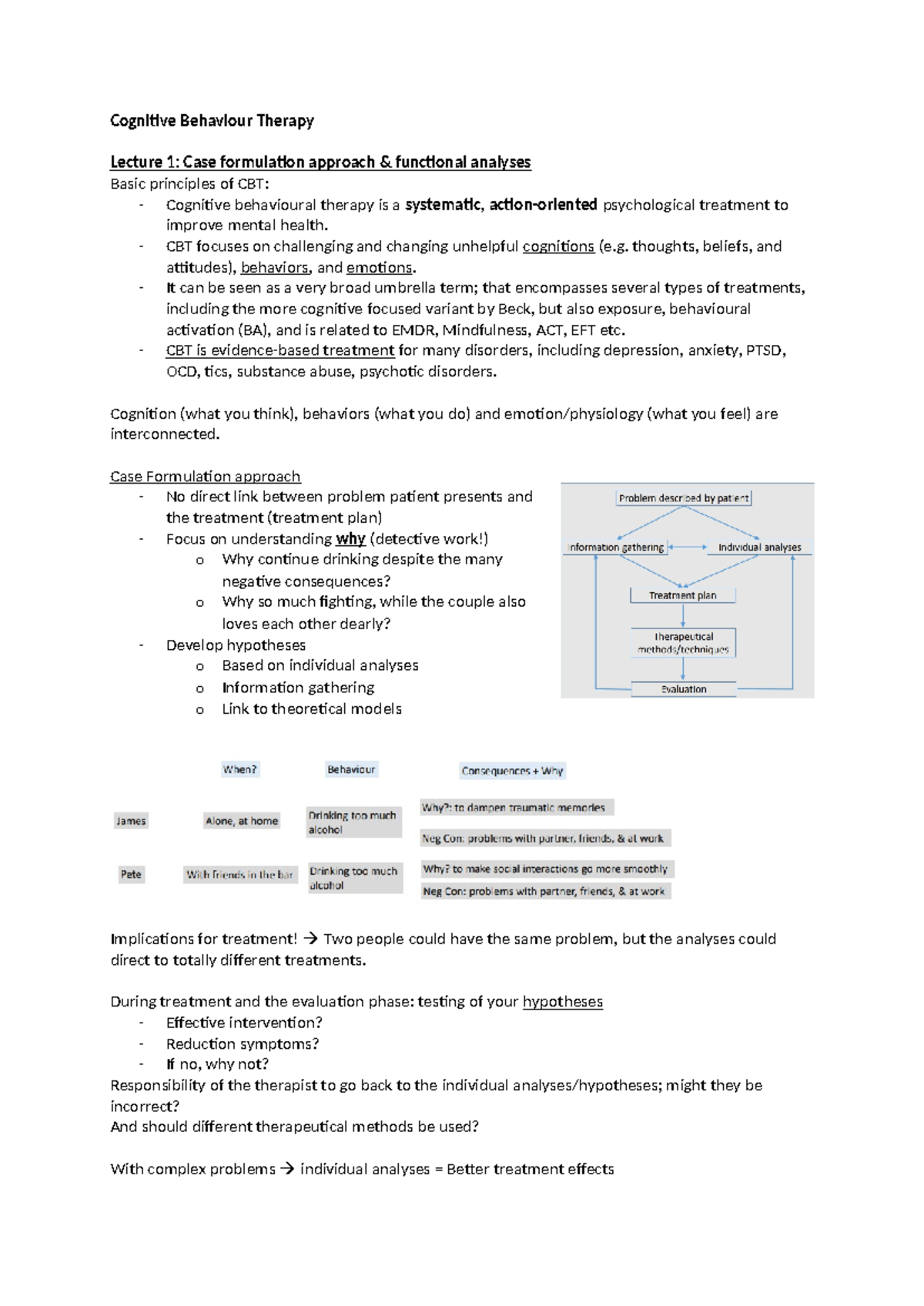 CBT Lectures - Cognitive Behaviour Therapy Lecture 1: Case formulation ...