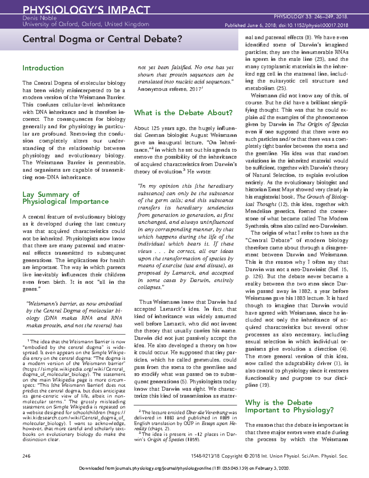 Central Dogma or Central Debate - Central Dogma or Central Debate ...