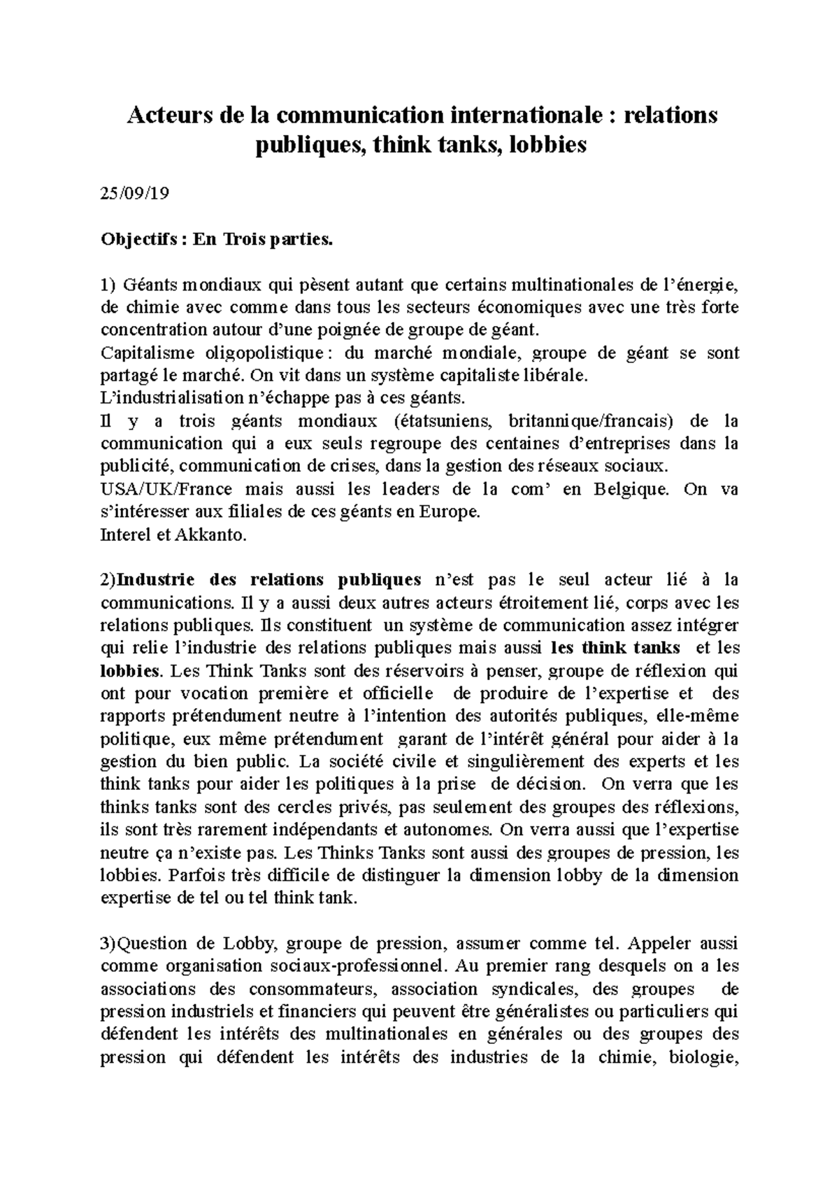 Acteurs de la communication internationale - Géants mondiaux qui pèsent ...