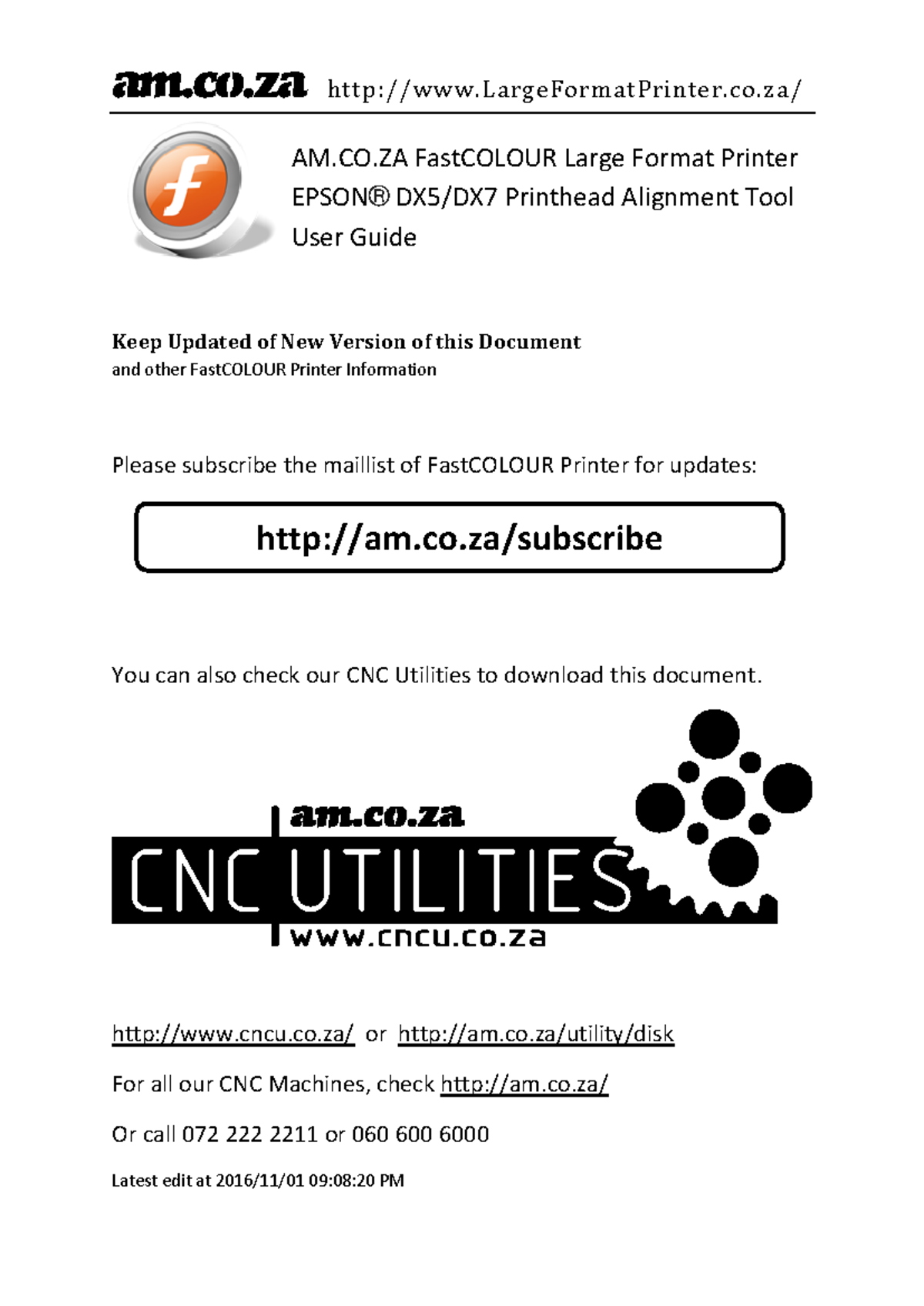 Fast Colour Epson Printhead Alignment Tool User Guide - AM.CO ...