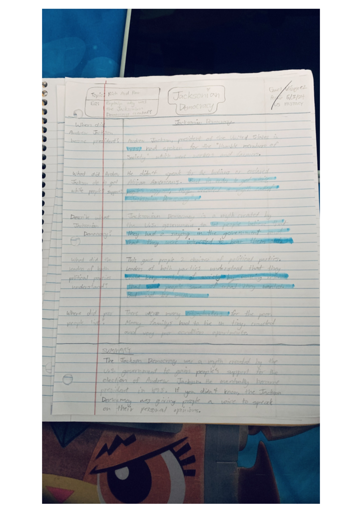 Jacksonian Democracy (Cornell Note) - Studocu