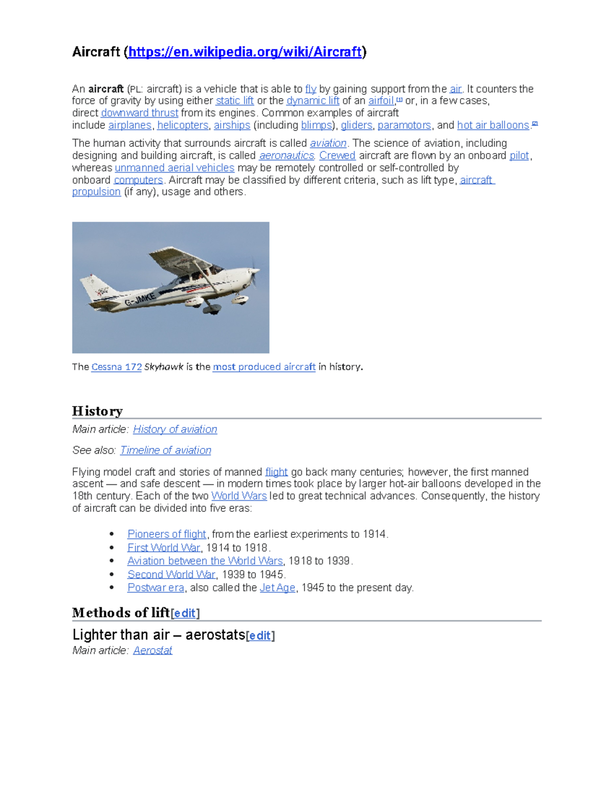 List of different airplane types, wings types and configurations ...