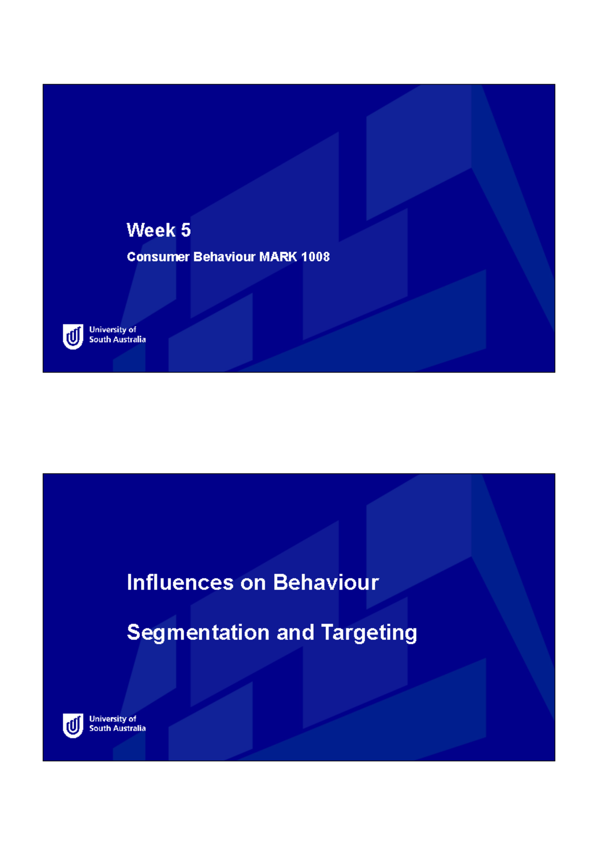 Week 5 Lecture Handouts-Segmentation and Targeting - ####### Week 5 ...