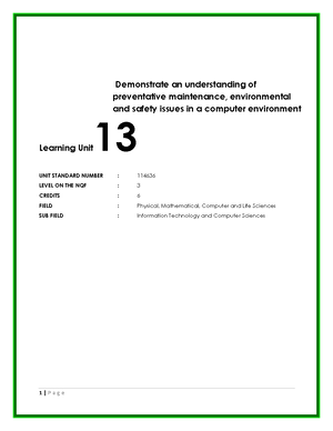 Apply problem solving strategies - Learning Unit 9 UNIT STANDARD NUMBER : 14927 LEVEL ON THE NQF ...