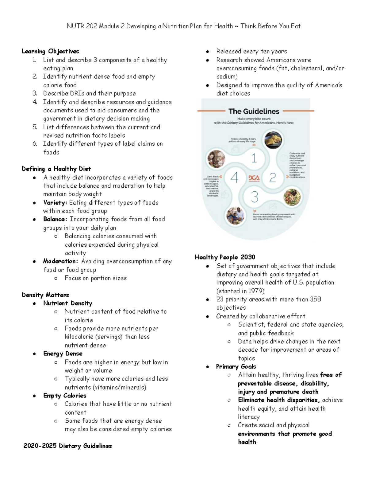 NUTR 202 Module 2 ~ Think Before You Eat (Danielle Hammond-Krueger ...