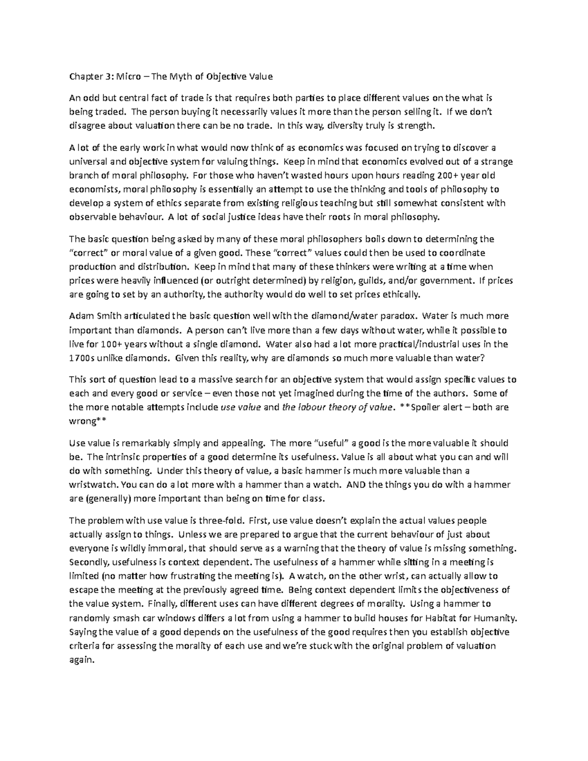 The Myth of Objective Value - The person buying it necessarily values ...