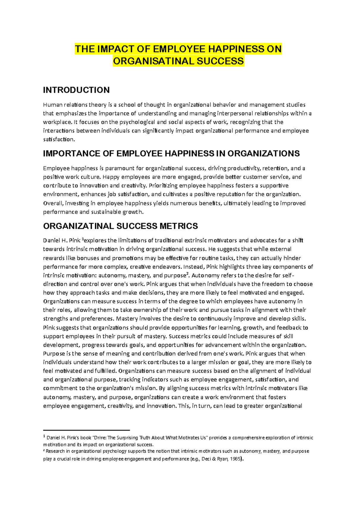 THE Impact OF Employee Happiness ON Organisatinal Success - THE IMPACT ...