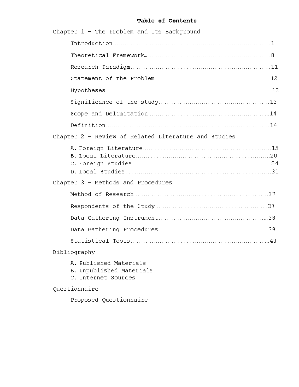 Table-of-Contents - Table of Contents Chapter 1 – The Problem and Its ...