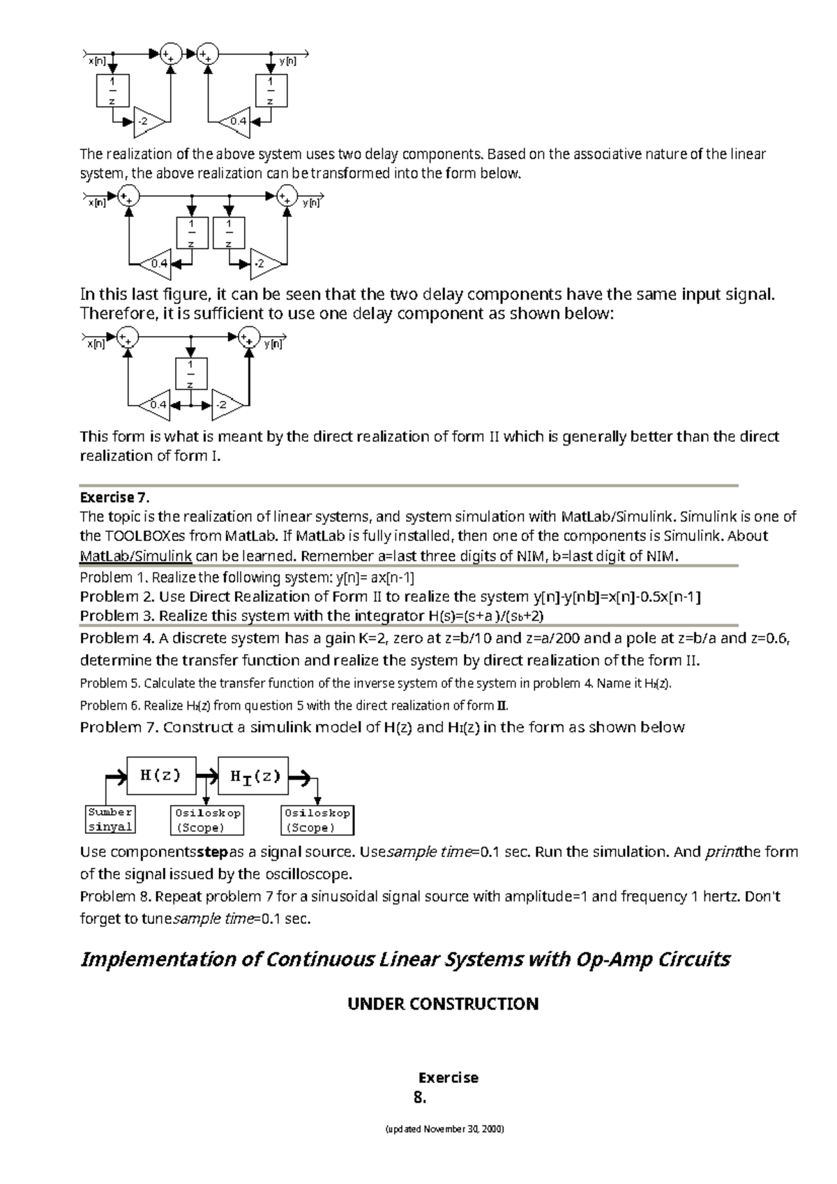 Mathematics Linear-20 - The realization of the above system uses two ...