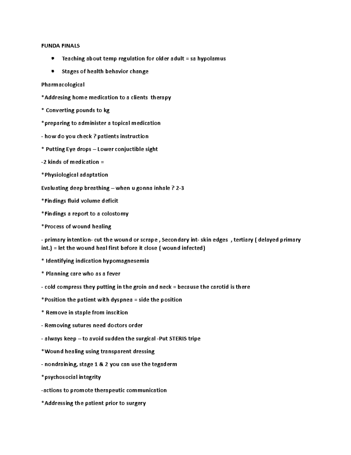 Reviewer for funda - FUNDA FINALS Teaching about temp regulation for older adult = sa hypolamus ...