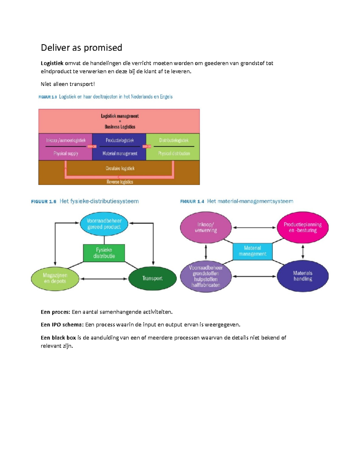 Deliver as promised samenvatting - Deliver as promised Logistiek omvat ...