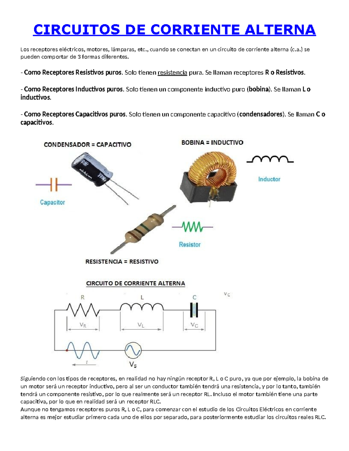 Circuitos DE Corriente Alterna - CIRCUITOS DE CORRIENTE ALTERNA Los ...