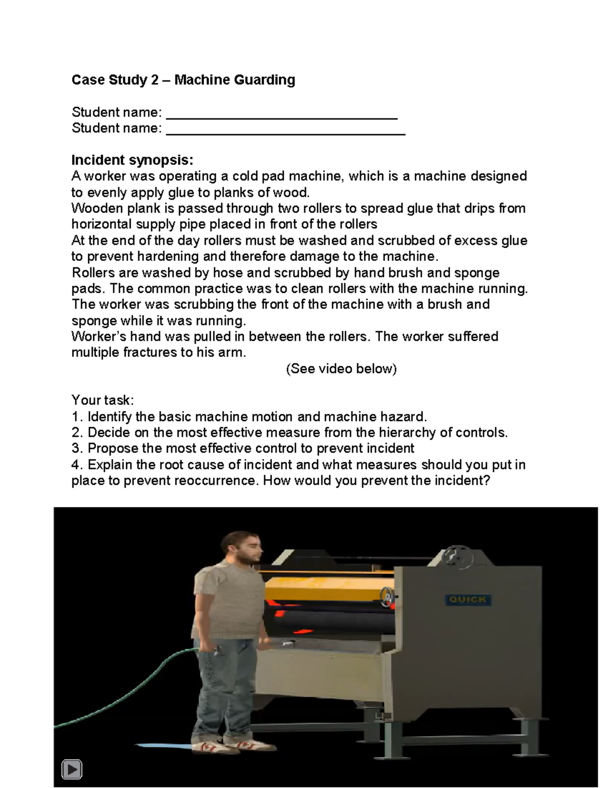 Case Study 2 - Machine Guarding - Case Study 2 – Machine Guarding ...